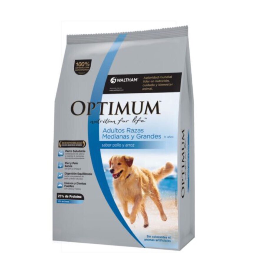 OPTIMUM PERRO ADULTO RAZAS MEDIANAS Y GRANDES 15 KG – Animalia