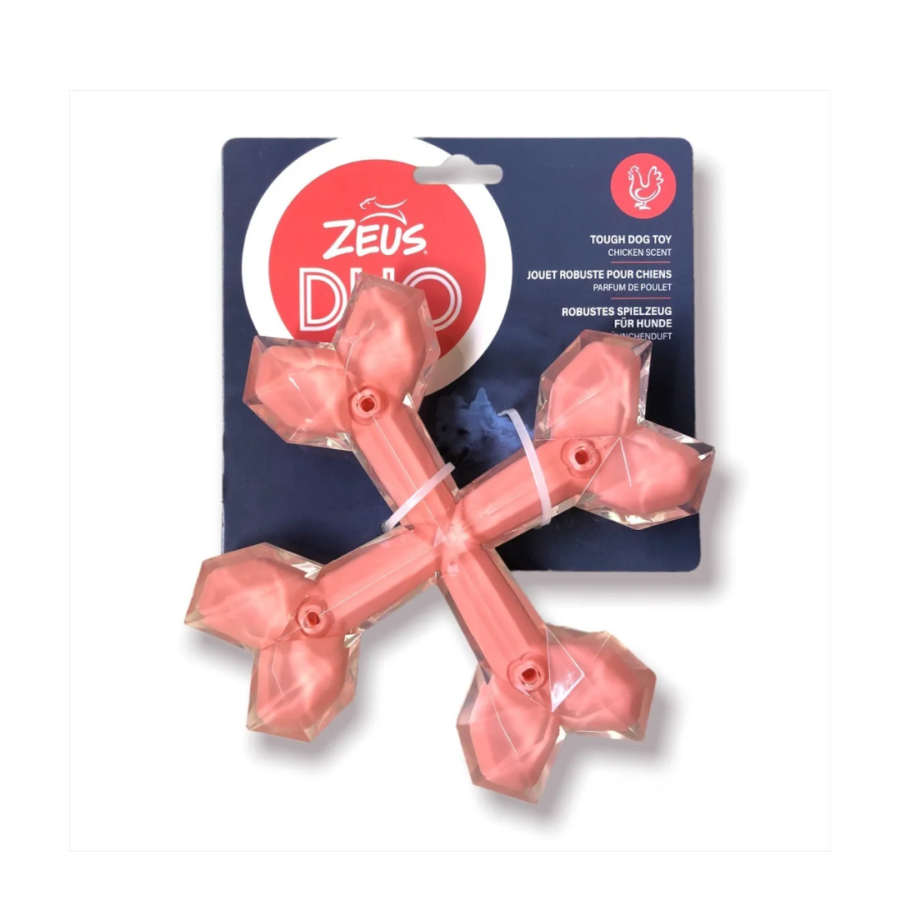 JUGUETE ZEUS DUO CROSS BONES CORAL CHICKEN – Animalia